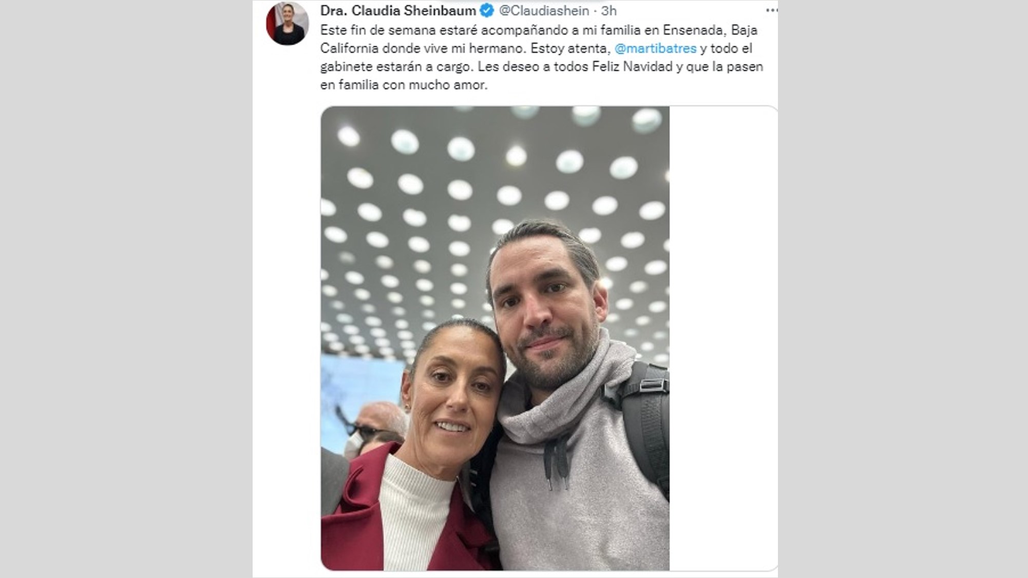 Claudia Sheinbaum pasará Navidad en Baja California