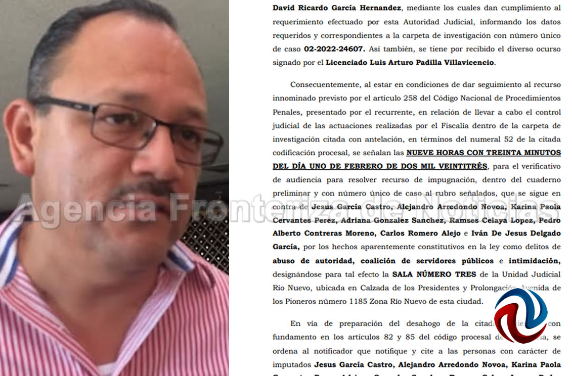 Citan a García Castro como imputado en caso penal