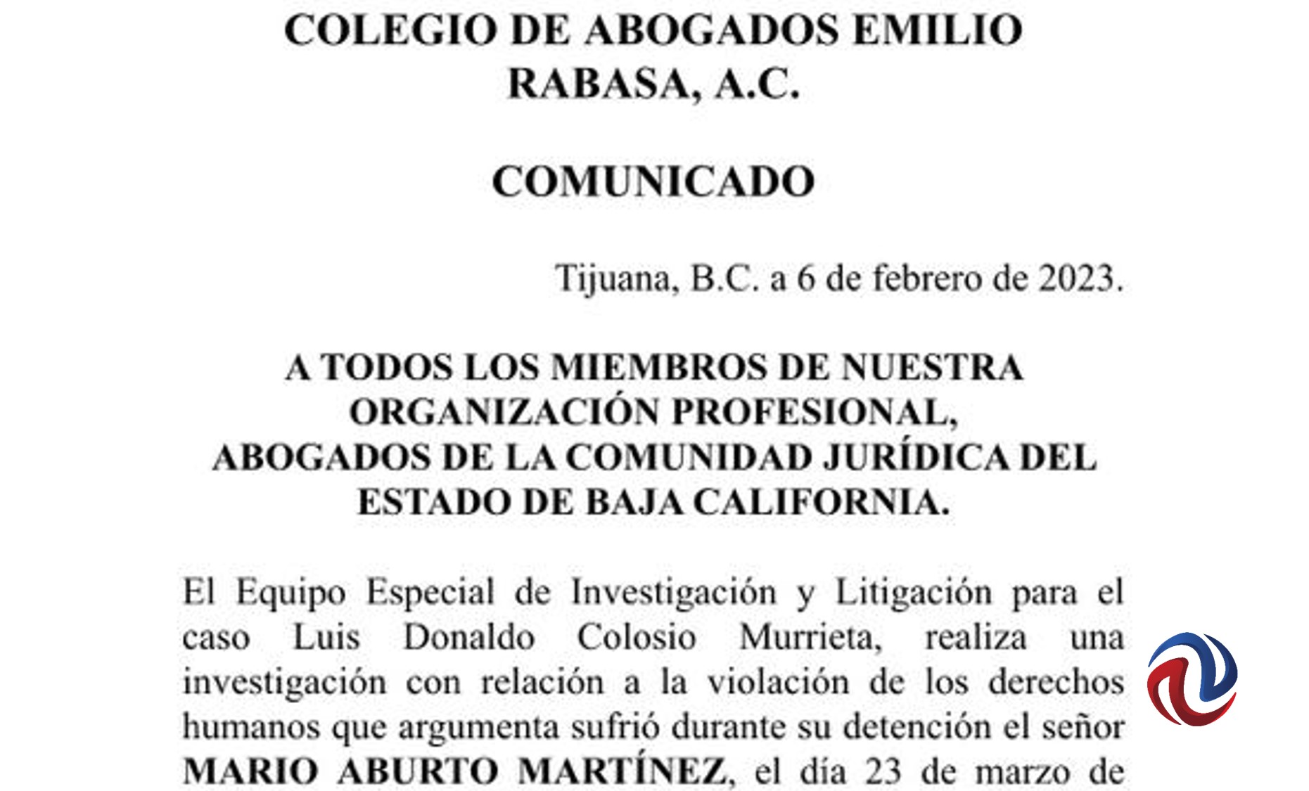 Extraño y sospechoso, citatorio de la FGR a abogados: Colegio Emilio Rabasa